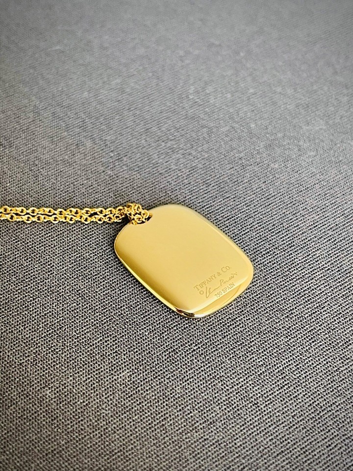 Rare Tiffany & Co. Rectangular Disc Pendant Peretti 18k Yellow Gold ...