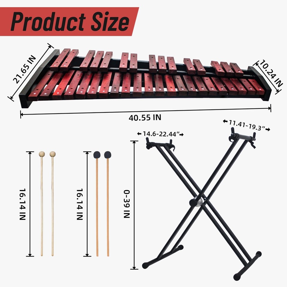 Marimba,37-Key Wooden Xylophone for Adults, Professional Xylophone with ...