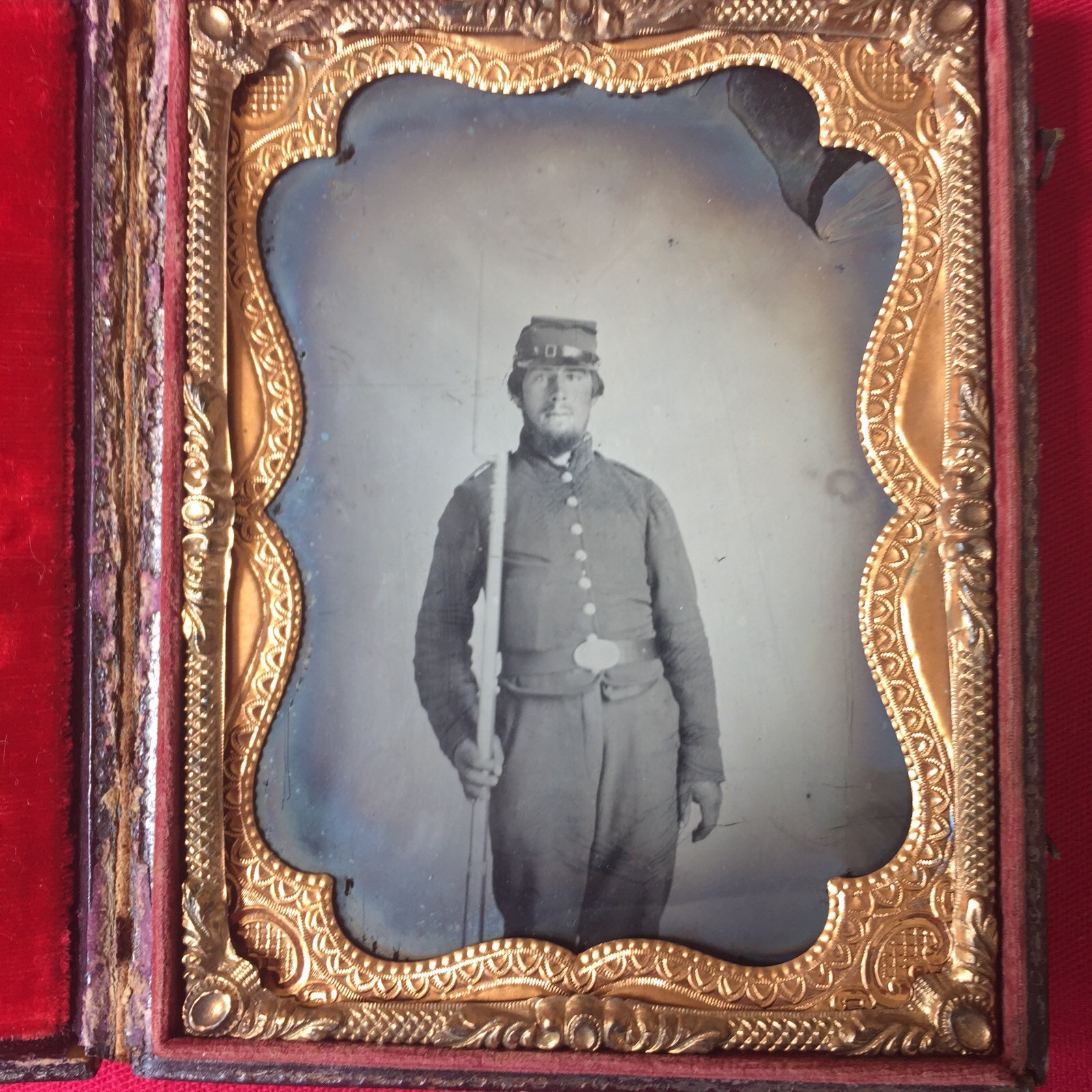 1/4 plate Union Ambrotype Of Armed Soldier Standing | eBay