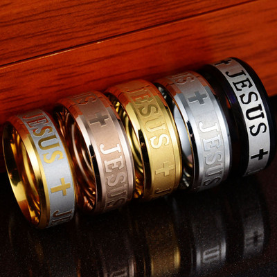 5 Colors 8MM Jesus Christian Cross Prayer Band Mens Women's Stainless ...