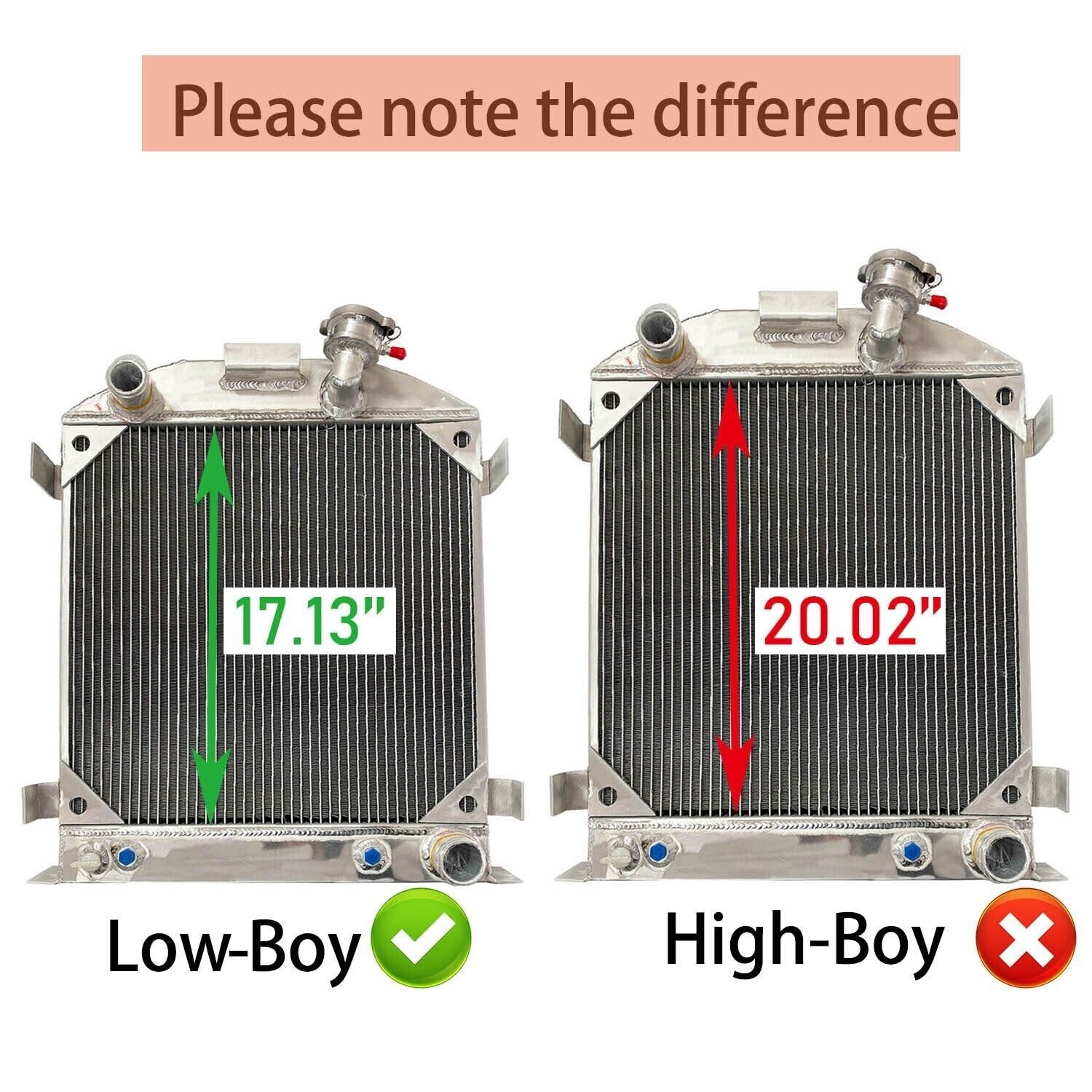 AT/MT Polished Radiator For Low-Boy Ford 1932 Hot Rod W/Chevy 350 V8 ...