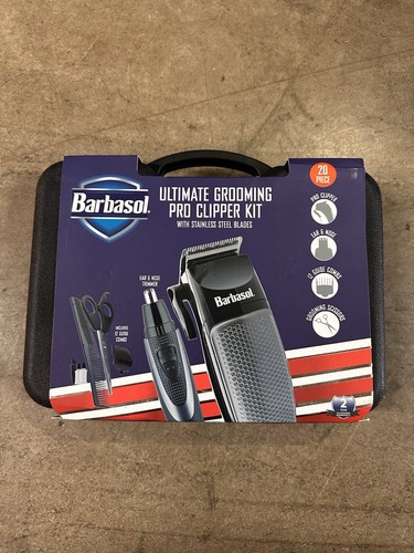 NEW Barbasol 20-Piece Ultimate Grooming Pro Hair Clipper Kit Blk Case ...