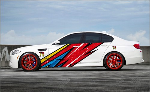 Car Side Wrap Racing Number Color Sticker Drift Livery Custom Graphics ...