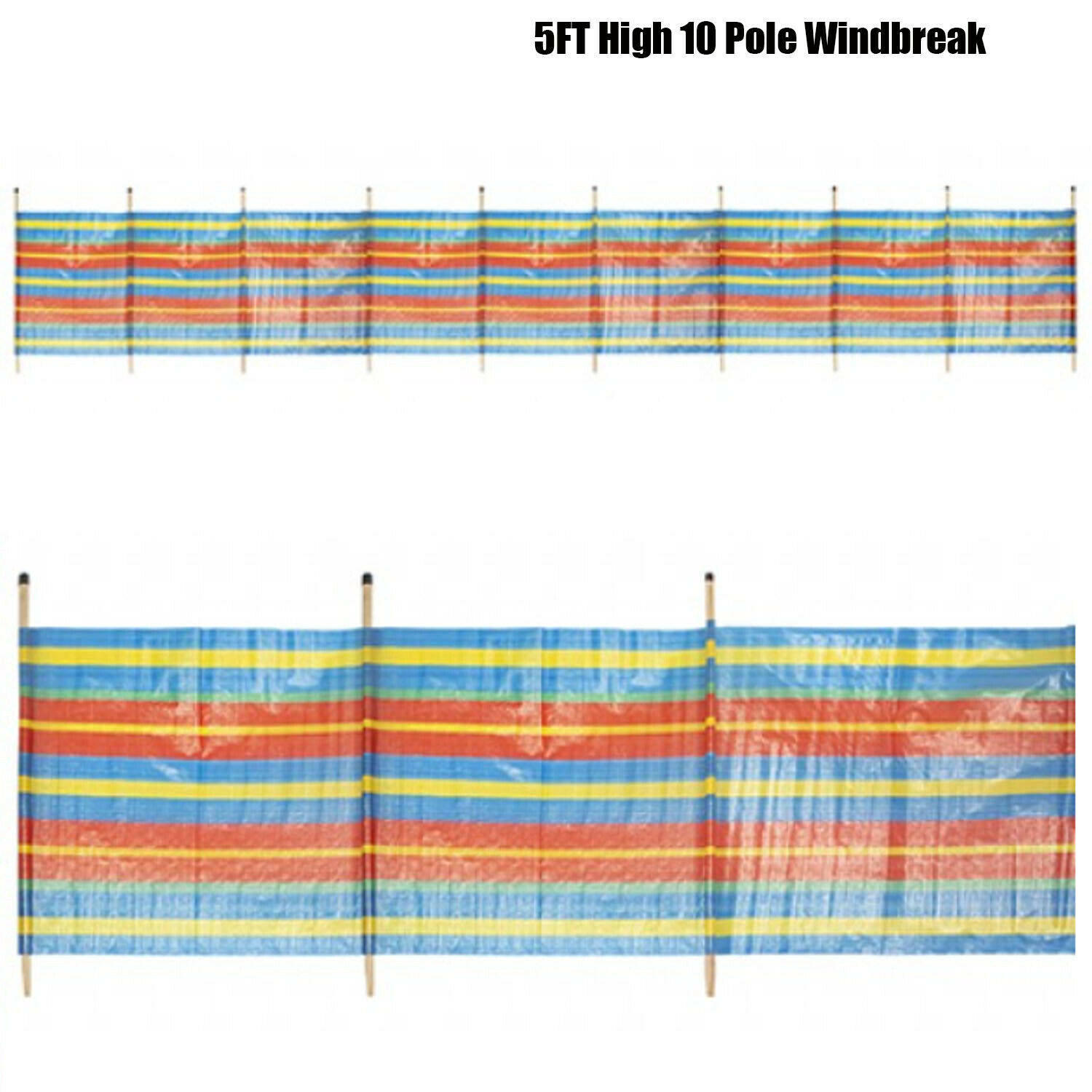 4/5/8/10 Pole Windbreaker Beach Summer Camping Garden Sun Wind Shelter ...