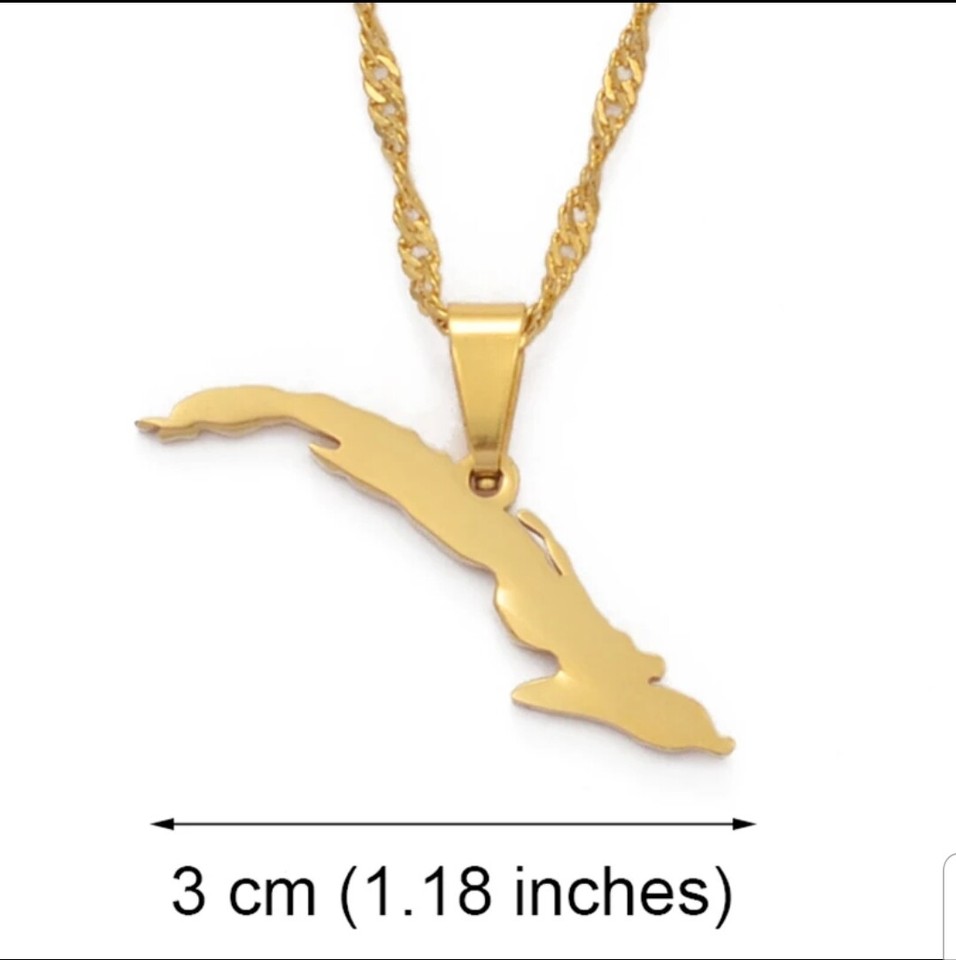 Cuba Map Pendant Necklace – Fashionable Gold Chain Jewelry for Women ...