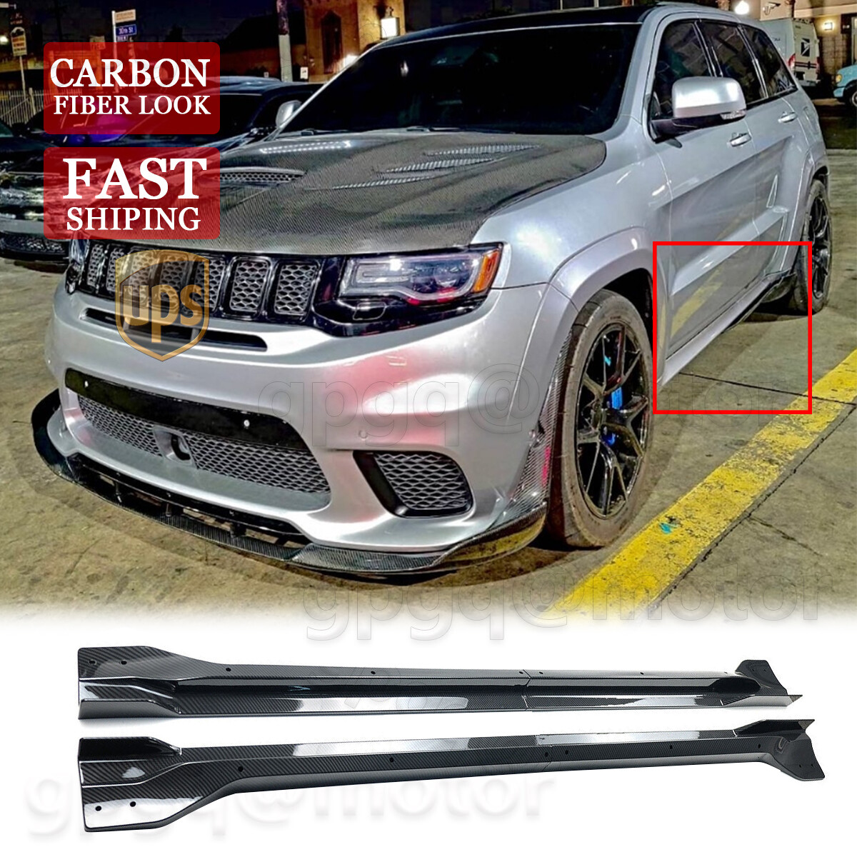 For Jeep Grand Cherokee SRT SRT8 / Trackhawk 12-21 Carbon Side Skirt ...