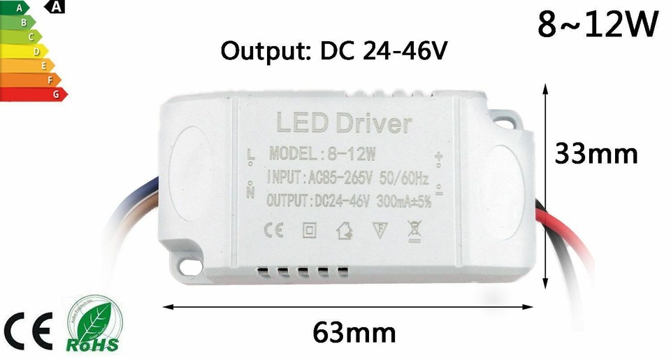 LED Driver 3W 7W 8W 12W 18W 25W 36W Power Transformer 300ma DC 12V / 24V | eBay