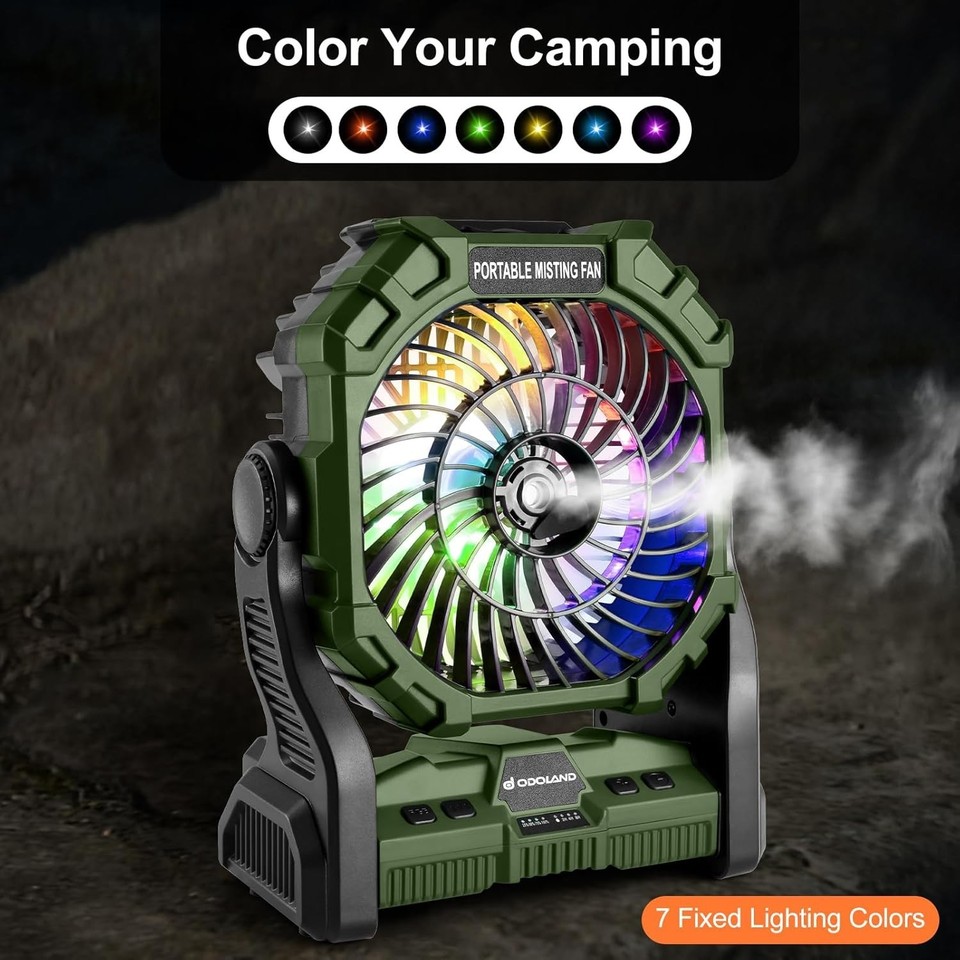 Portable Misting Fan with Light 250Ml Water Tank Rechargeable Mister ...