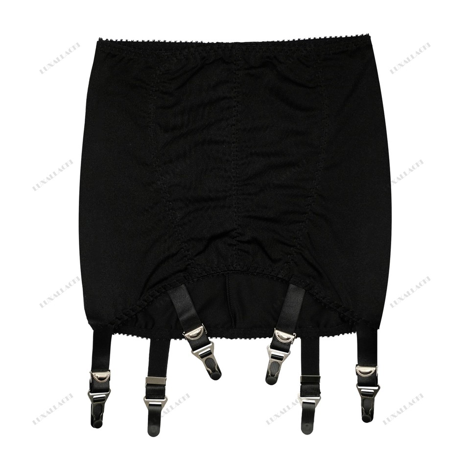 Elastic 6 Strap Garter Belt Flat-sewn Front Panel Waist Shaping Girdle ...