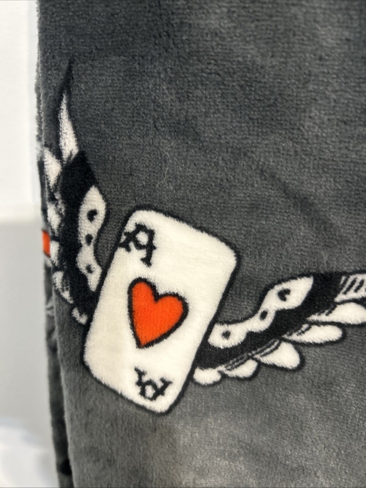 Ed Hardy Tattoo Design Plush Oversized Throw Gray 60x70in Cards Dice ...