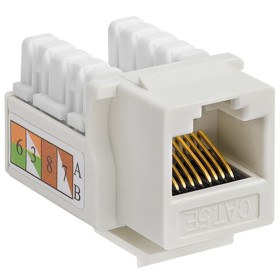 Cat5e Keystone Jack RJ45 Ethernet Connector 110 Punch Down for Wall ...