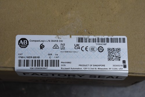1769-L16ER-BB1B Allen Bradley CompactLogix 384KB Controller New Surplus ...