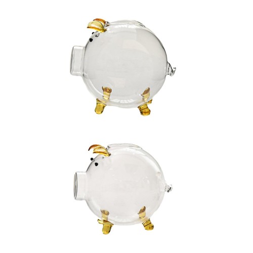Transparent Pig Saving Pot Glass Pig Piggy Bank for Living Toom Desktop ...