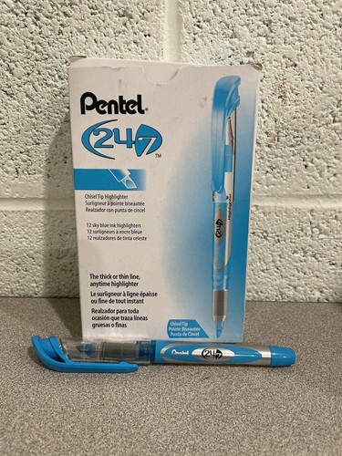 Pentel 24/7 Chisel Tip SKY BLUE Highlighter SL12-S Box Of 12 | eBay