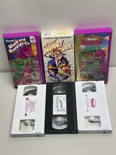 Lot Of 3 VHS Barney And Muppet Round And Round We Go Barney House ...