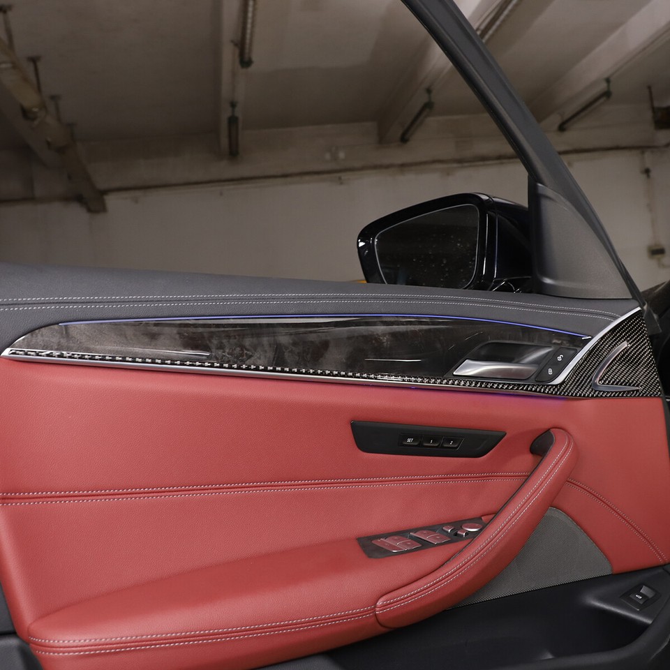 Real Carbon Fiber Interior Door Panel Cover For BMW 5 Series 2018-22 ...