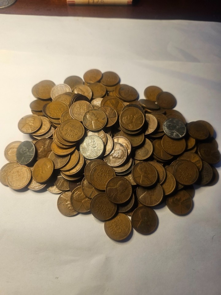 1909-1958 250 Coin Lincoln Wheat Penny Lot with Early date, Steel Cent ...