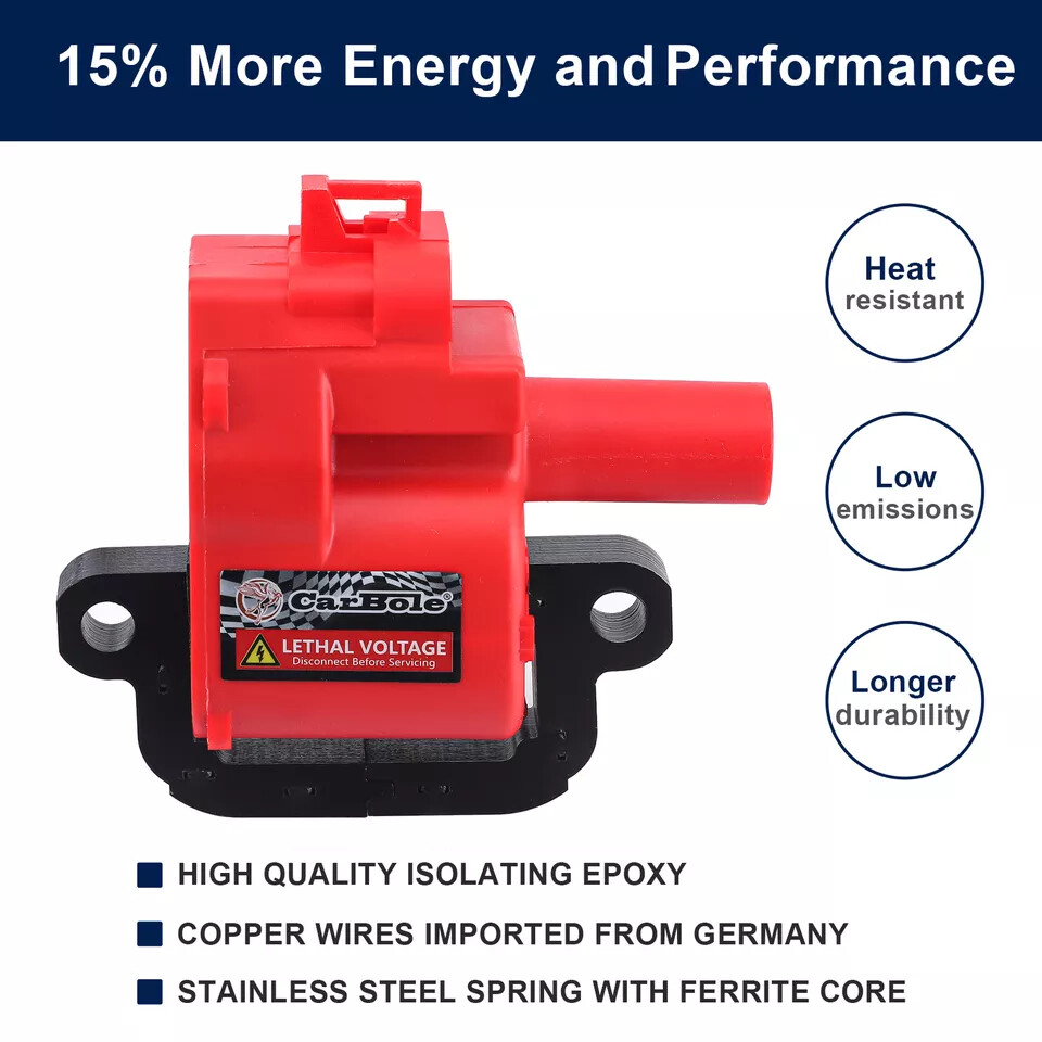 7MM WIRES RED& 8 PACK HIGH PERFORMANCE IGNITION COIL PACKS FITS FOR LS1 ...