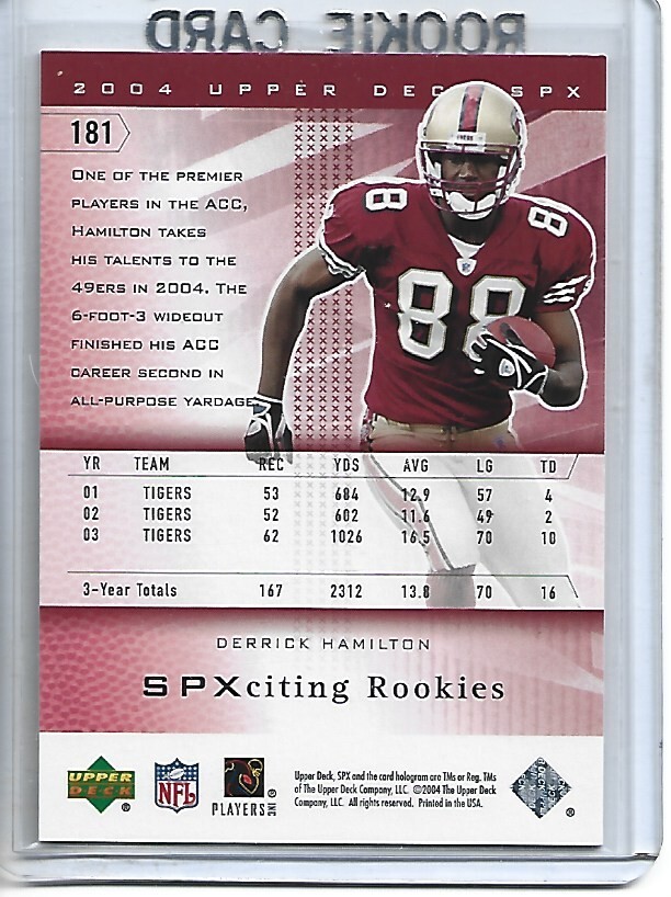 2004 SPX Football #181 Derrick Hamilton Rookie Card-49ers (606/799) | eBay