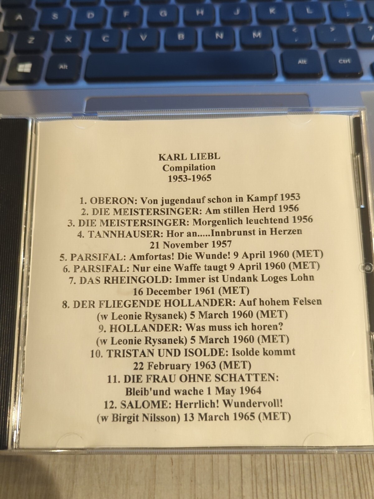 Live Opera Recording CD2389 Karl Liebl Oberon Meistersinger Tannhauser ...