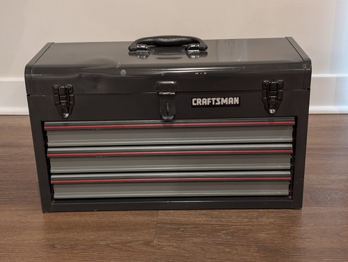 CRAFTSMAN Dark Gray Tool Box Chest 3 Locking Drawers Vintage Model 706. ...