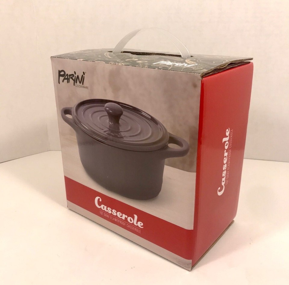 Parini Cookware 1 QT Gray Flameproof Casserole w/Lid Grey! | eBay