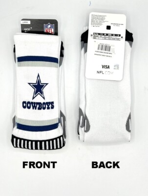 DALLAS COWBOYS LOGO STRIPE MEN'S WHITE CREW SOCKS LARGE (10-13) FREE ...