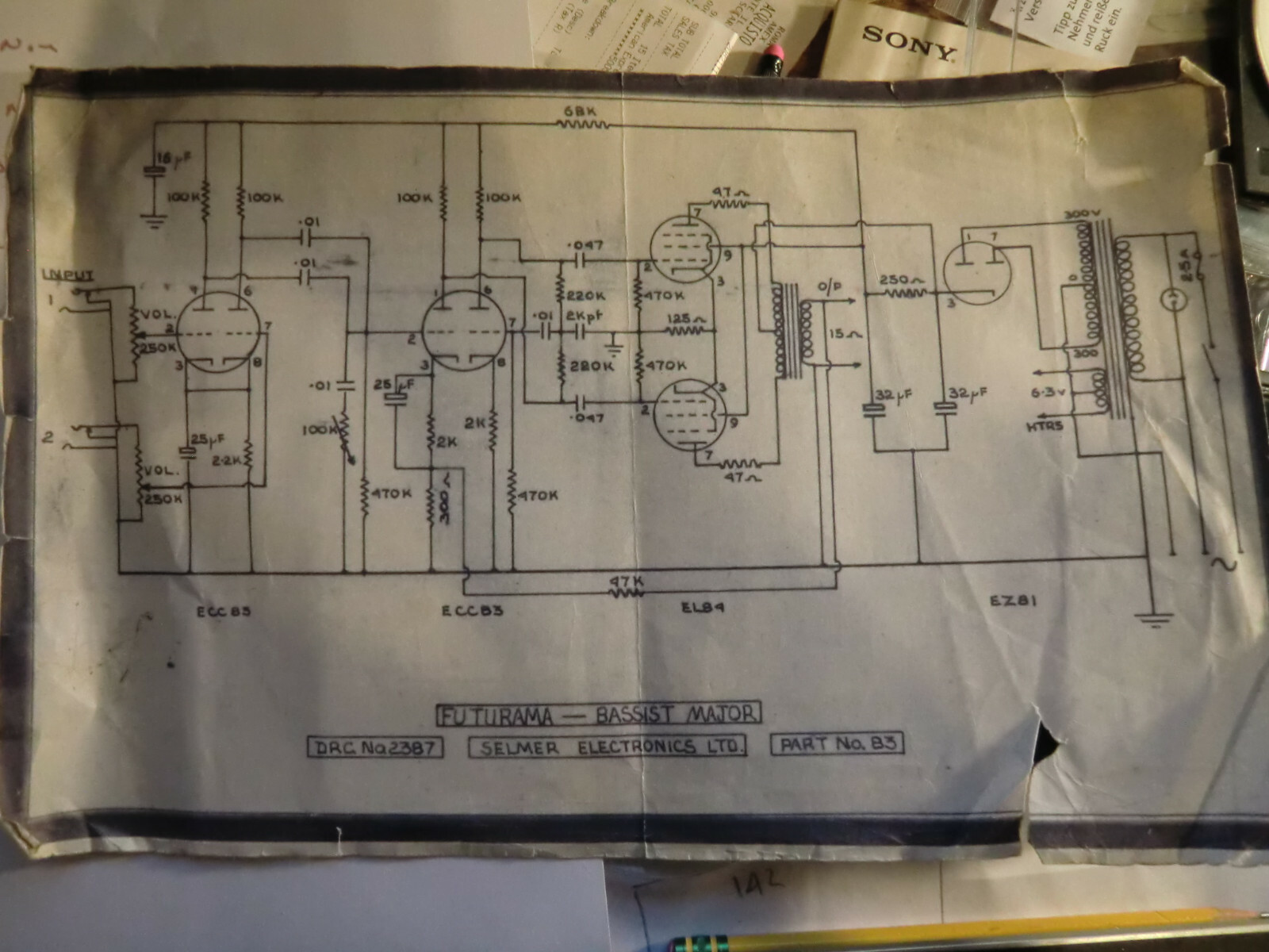 Selmer Futurama Bassist Major original schematic 1963 free conus | eBay