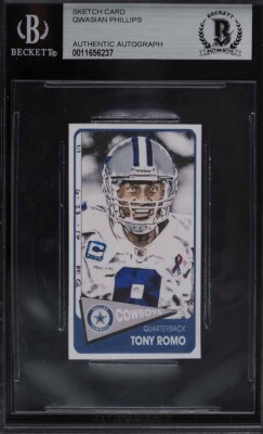 RARE TONY ROMO DALLAS COWBOYS NFL ORIGINAL ART SKETCH CARD 1/1 BAS | eBay