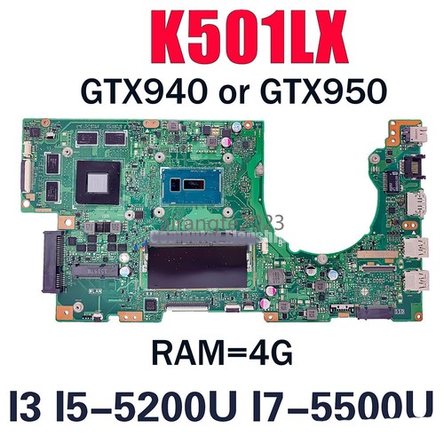 K501L Motherboard For ASUS K501LX K501LB A501L V505L 4G-RAM I3 I5 I7 ...