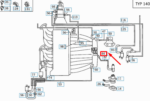 NEW MERCEDES-BENZ SL R129 THROTTLE VALVE ACTUATOR HOSE A1170780881 ...