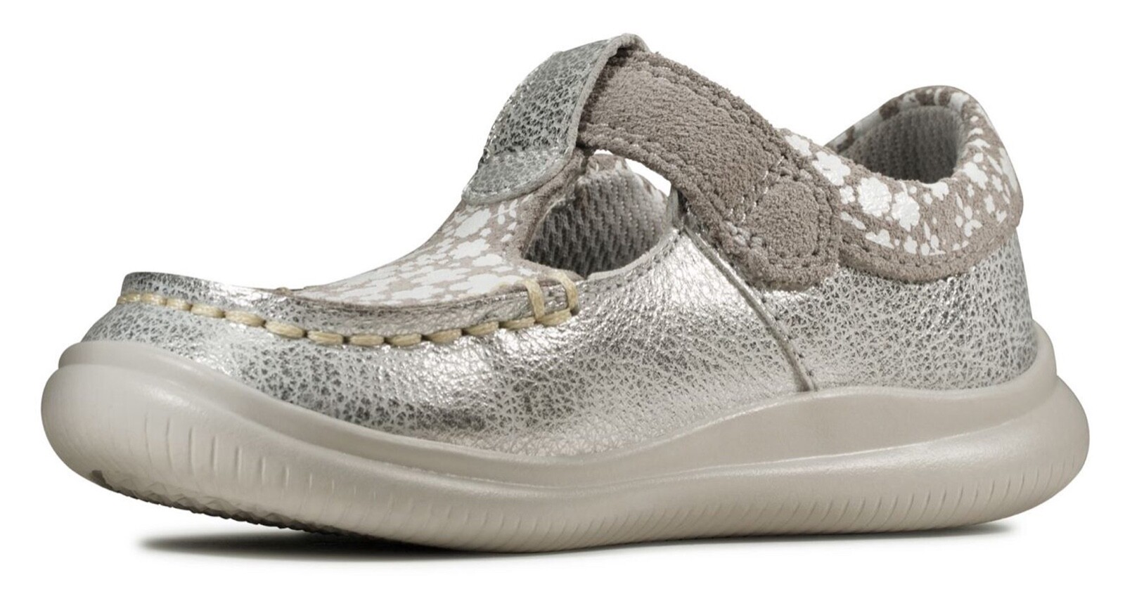 BNIB Clarks Toddler Girls CREST ROSA Metallic Silver Leather Shoes ...