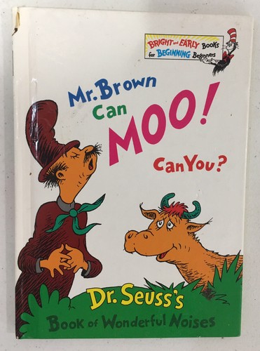 Mr. Brown Can Moo! Can You? (1970 Hardcover, Dr. Seuss) Bright and ...