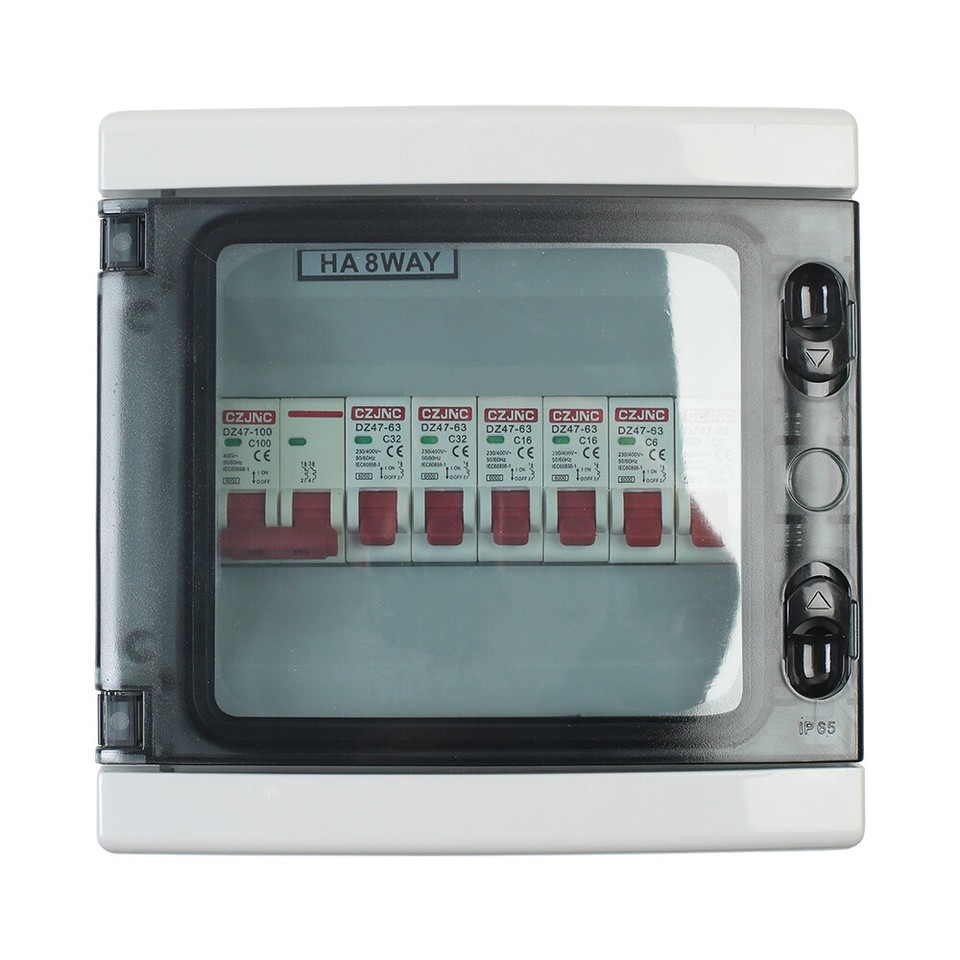 8 Way Consumer Unit fuse box 6 MCB Circuit Breakers Isolator Shed ...