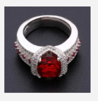 SILVER RED GEM PINK RHINESTONE RING SIZE 6 7 8 9 10 | eBay