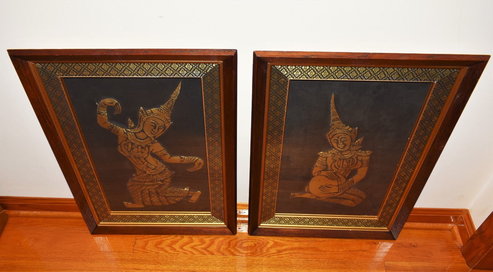 Antique Painting Demensional Art Woven Silk Tapestry Mat, Wood Framed ...