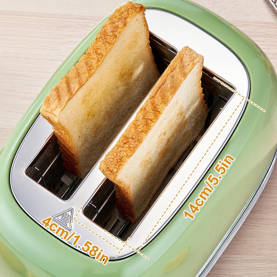 Toaster Retro 2 Slice, Vintage Toaster, Green Toaster, With Stainless ...