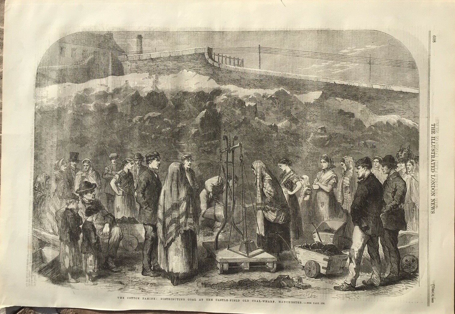 1862 Three Antique Engravings - Lancashire Cotton Famine - Manchester ...