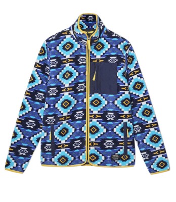 NWT Wesc Moritz Aztec Fleece Jacket Zip Southwestern Blue Yellow Unisex ...