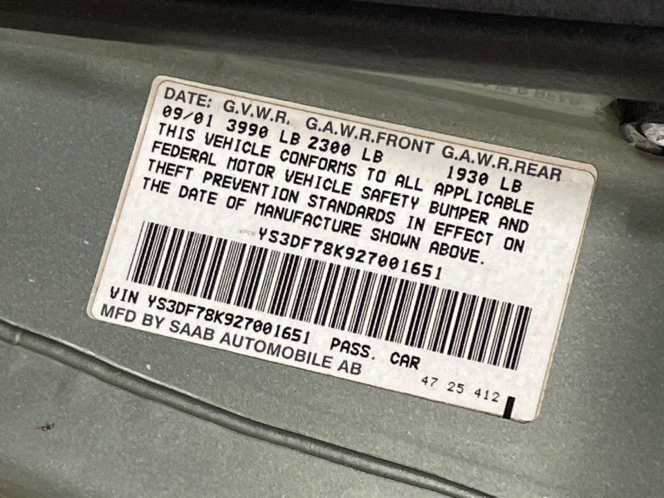 2002 Saab 9-3 2.0L B205R Turbo Engine Assembly 93K Miles VIN K 8th ...
