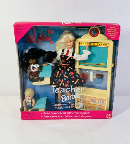 1995 Mattel Teacher Barbie Classroom Students Doll Set 13914 ...