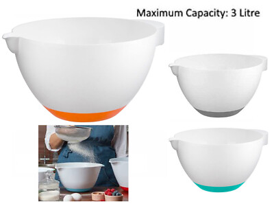 3L Mixing Bowl Non Slip Plastic Rubber Base Baking Bowl with Spout and ...
