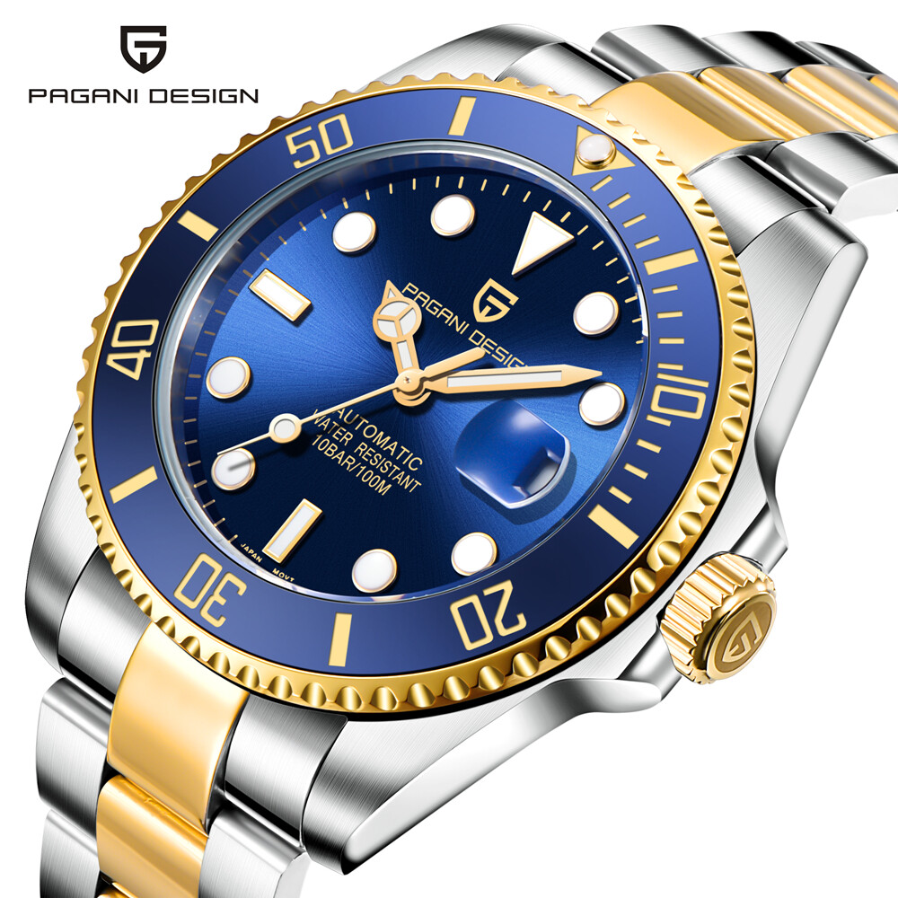 PAGANI DESIGN Luxury Men's Automatic Watch Two Tone Stainless Steel ...