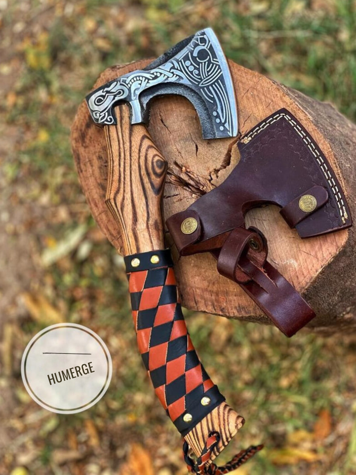 CUSTOM HAND FORGED Carbon Steel Viking VALHALLA Axe Tomahawk Throwing ...