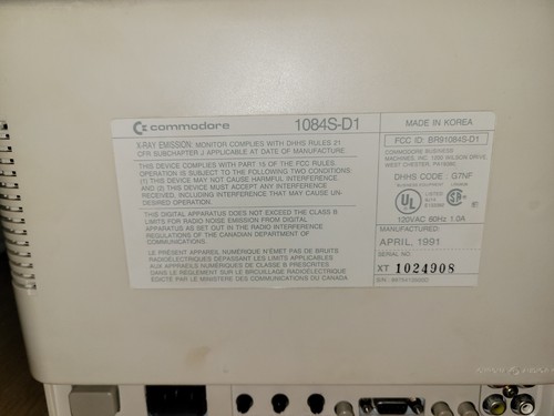 Commodore 1084S-D1 Composite & Digital/Analog RGB Display Stereo ...
