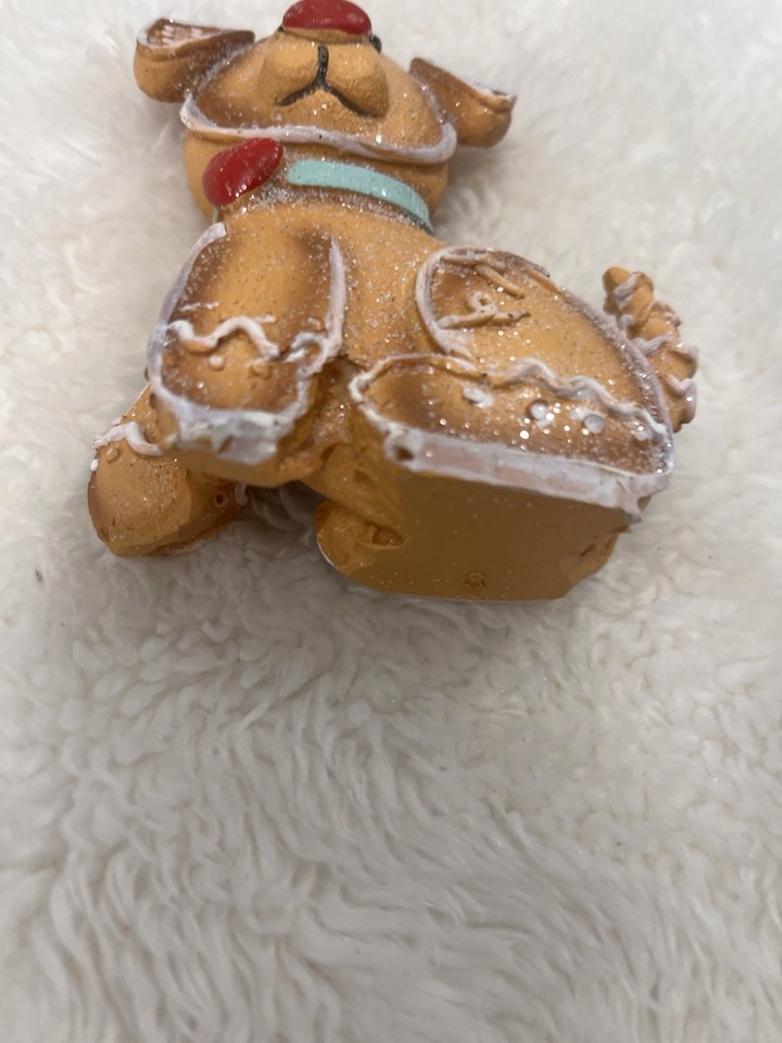 Christmas Gingerbread Dog Cookie Resin Glitter Figurine Tabletop Decor ...