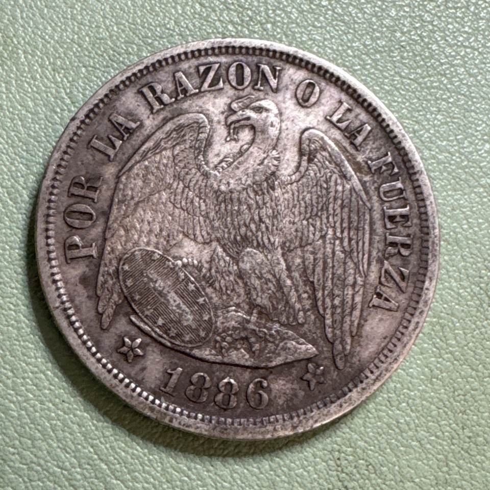 Chile Silver Un Peso 1886 Condor Km 142.1 | eBay