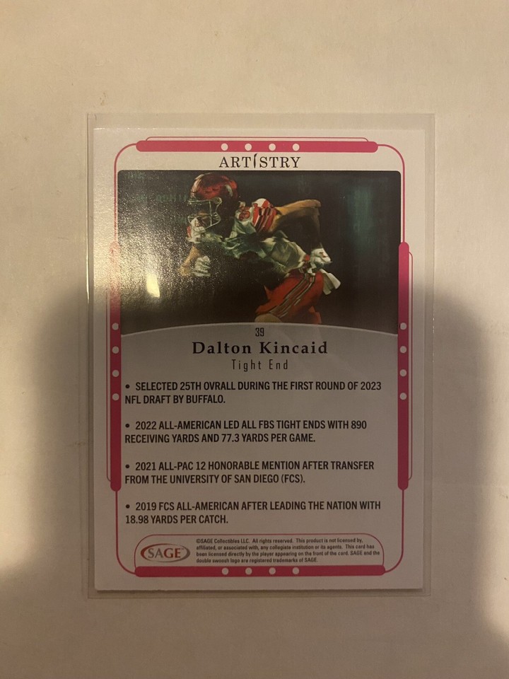 2023 Artistry Silver #39 Dalton Kincaid NM-MT | eBay
