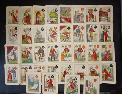 Antique Handmade Drawn Painted Lenormand Tarot Oracle Card Set Fortune ...