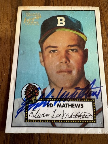 1997 Topps Stars Rookie Reprint #9 Eddie Mathews Auto Milwaukee Brewers ...